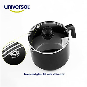 Universal 1.6Qt Nonstick Milk Pitcher Jar with Glass Lid, Aluminum construction