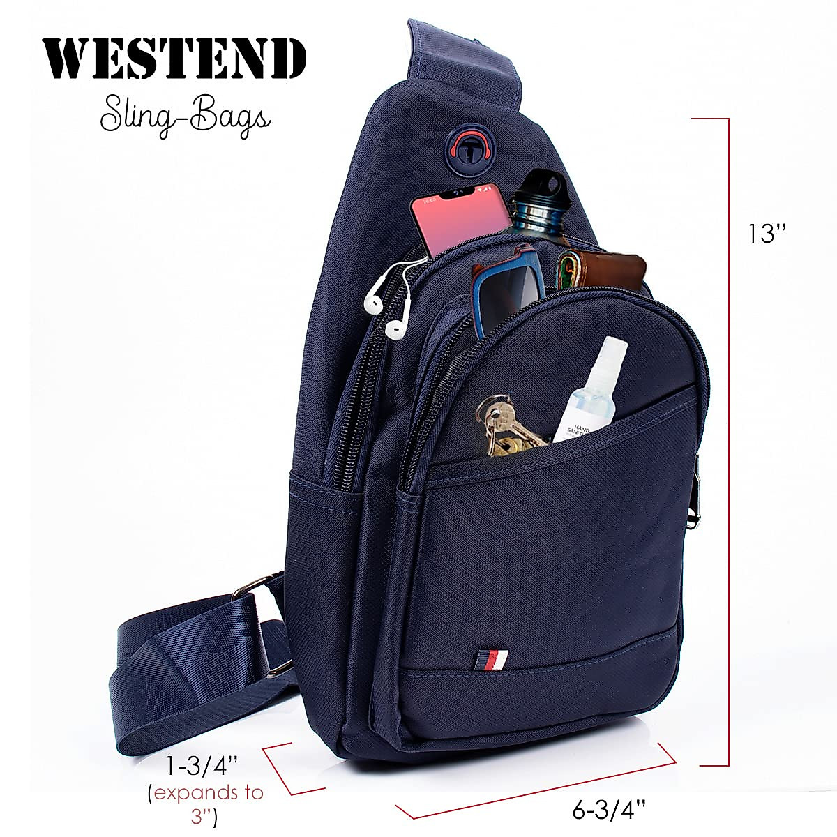 WESTEND Urban Crossbody Slingbag, Travel Daypack for Men and Women, Grey