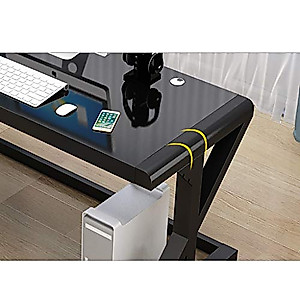 YWDNZ Home Office Desks Computer Desk Furniture/Tempered Glass Computer Desk Desk, X-Shaped Steel Frame Home Office Computer Desk, Workstation, (Color : A)