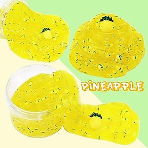 2 Pack Crunchy Slime - Smells Nice Pineapple Slime and Peach Slime - SSSSuper Stretchy Glossy Slime Perfect for Kids Party Favor, Classroom Prize or Christmas Stocking Stuffer - Boys Girls