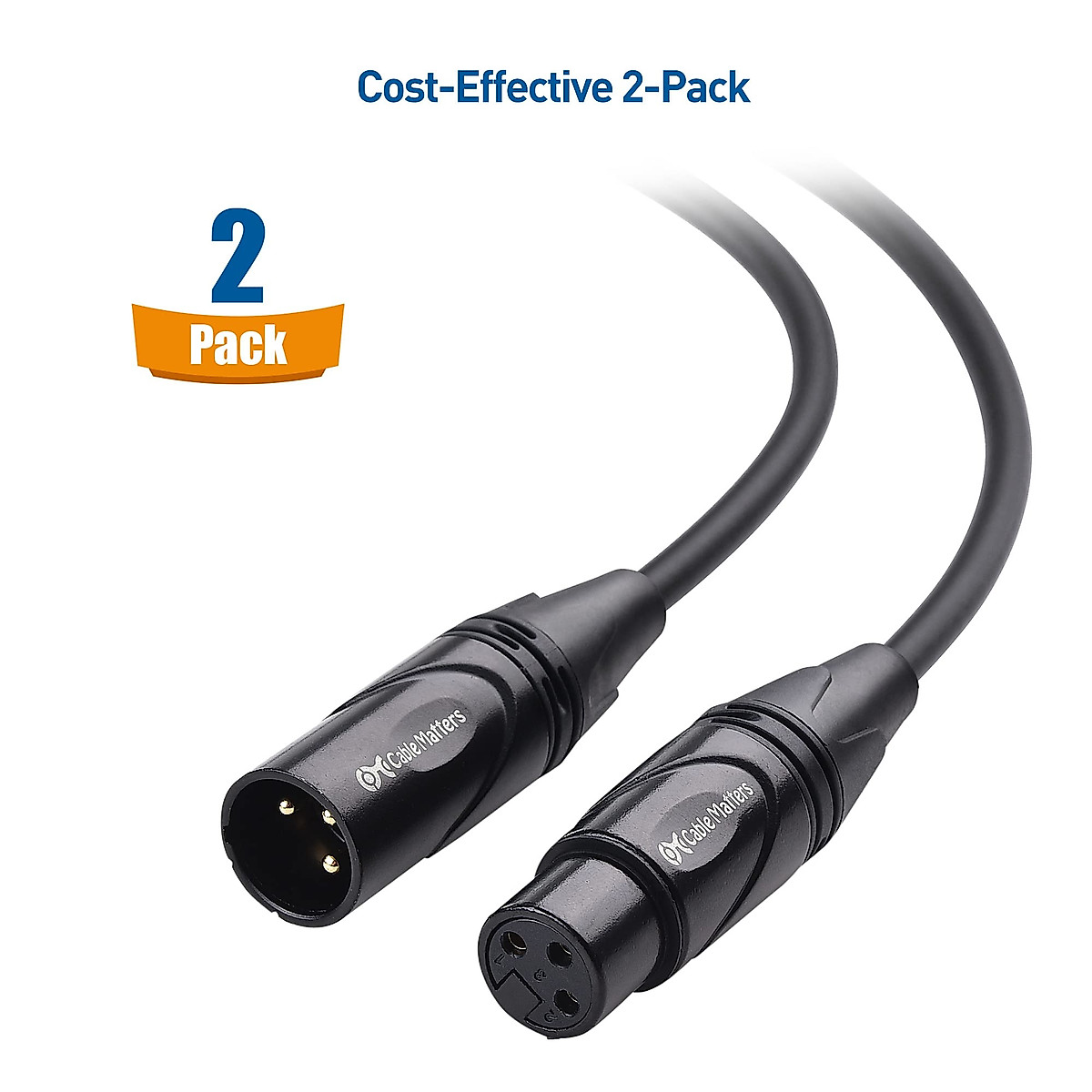 Cable Matters 2-Pack Premium XLR to XLR Microphone Cable 6 Feet & 1-Pack 6.35mm (1/4 Inch) TRS to XLR Cable