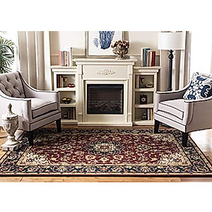 SAFAVIEH Classic Collection Area Rug - 8'3" x 11', Burgundy & Navy, Handmade Traditional Oriental Wool, Ideal for High Traffic Areas in Living Room, Bedroom (CL362A)