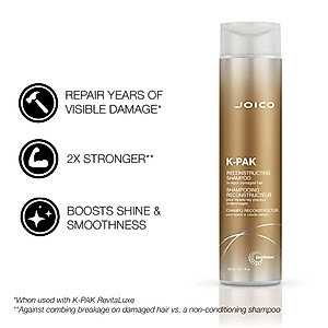Joico K-PAK Daily Reconstructing Shampoo | For Damaged Hair | Repair & Prevent Breakage | Boost Shine | With Keratin & Guajava Fruit Extract | 10.1 Fl Oz