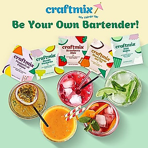 Craftmix Skinny Margarita Cocktail Mixers - Makes 12 Drinks - Zero Sugar, Zero Net Carbs, Zero Calories Mocktail Drink Mixers - Real Fruit - Vegan, Non-GMO, Dairy Free, Gluten Free