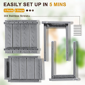 NALONE Shower Bench, HDPE Shower Benches for Inside Shower, Small Shower Chair Seat for Shaving Legs with Storage Shelf & Handles, Indoor and Outdoor Use (Grey)