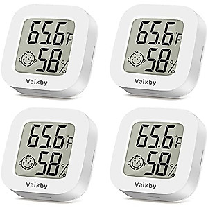 Vaikby Indoor Thermometer 4Pack, Humidity Gauge Meter Digital Hygrometer Room Thermometer for Home, Hight Accurate Temperature and Humidity Monitor for Greenhouse, Reptile, Humidors, Cellar, Office
