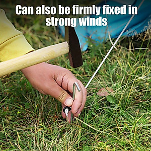 Tiomues 10PCS Aluminum Tent Stakes Pegs with Hooks, Camping Tent Stakes for Outdoor Travel, Professional Ground Stakes for Outdoor Camping, Hard and Light Tent Pegs, Specially Designed for Camping