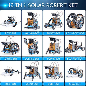 AESGOGO STEM Projects 12-in-1 Creation Solar Robot Kit,Science Experiments Toys Gifts for Kids Ages 8-12,Educational DIY Building Robotics Kit for 8 9 10 11 12 13 14 15 Year Old Boys Girls Teens