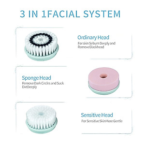 UBBETTER Face Brush Facial Brush Rechargeable Rotating Waterproof Cleansing Brush Set NEW style 2 Speeds With 3 Brush Heads Blackhead Remover Exfoliating Massage