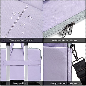 14-15 Inch Laptop Sleeve Shoulder Bag Ladies Women Briefcase for Macbook Pro 14" M3/M2/M1, HP Pavilion x360 14, Dell Inspiron 13 5000, Lenovo Flex 5 14/Ideapad 3 14, Acer ASUS Macbook 14 Case, Purple