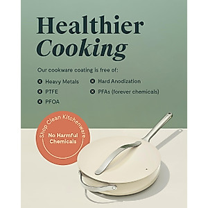 Caraway Fry Pan Trio - Non-Stick Frying Pans (10.5” & 8”) & Non-Stick Saute Pan - Non Toxic, PTFE & PFOA Free - Oven Safe & Compatible with All Stovetops (Gas, Electric & Induction) - Perracotta