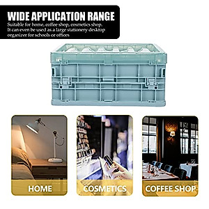 ULTECHNOVO Cubby Storage Organizer Foldable Storage Box with Lid- Large Box Organizer Stackable Cube Folding Crate for Home Office Clear Container