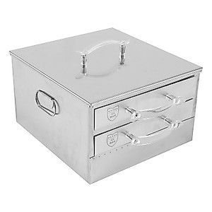 Rice Noodle Roll Steamer Machine - 2 Layers 2 Trays Chinese Cantonese Cheung Fun Changfen Maker for Commercial and Home Use with Extra Stainless Steel Holed Steam Tray and Long Handle