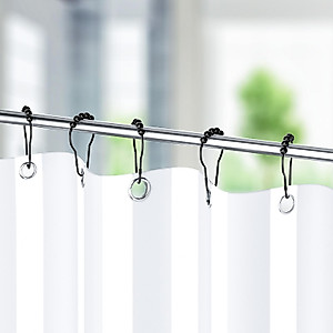 Titanker Shower Curtain Rings Hooks, Rust-Resistant Metal Shower Curtain Hooks for Bathroom Shower Rods Shower Hooks Shower Rings for Curtain - Set of 12, Matte Black