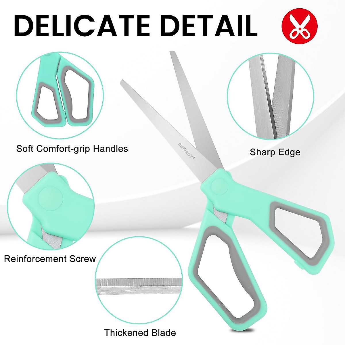 8" Multipurpose Scissors Bulk 18-Pack, Right/Left Handed Comfort-Grip Handles Ultra Sharp Blade Shears Sturdy Sharp Scissors for Office Home School Sewing Fabric Craft Supplies…