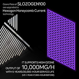 SereneLife 10,000mg/h Compact Ozone Generator - Commercial Ozone Generator Portable Industrial Ozone Deodorizer Sterilizer Odor Eliminator Machine, Up to 2000 Sq Ft Coverage - SLOZOGEN100