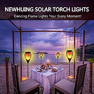4PCs Solar Torch Lights Outdoor, 43 inch 96 LED, Waterproof Landscape Garden Pathway Light with Vivid Dancing Flickering Flames, with Auto On/Off Dusk to Dawn, for Christmas Lights Decoration