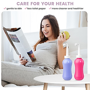 450ML(15.2 OZ) Peri Bottle for Postpartum Care 2 Pack, Portable Travel Bidet for Women, Upside Down Postpartum Peri Bottle for Perineal Recovery and Cleansing After Birth