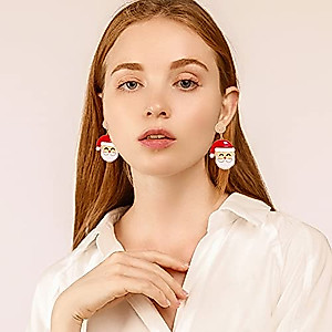 Christmas Earrings for Women Christmas Stud Earrings Hypoallergenic Christmas Tree Snowman Candy Rhinestone Drop Dangle Earrings Festive Jewelry Handmade Christmas Gifts