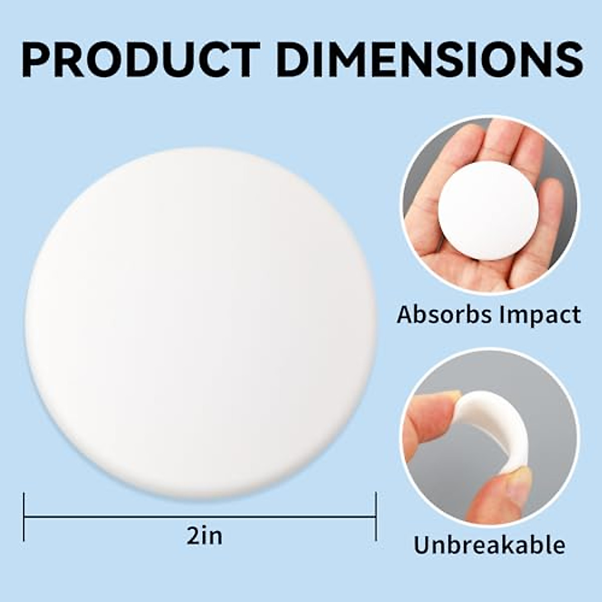 JULBEAR Door Stopper Wall Protector, 12PCS Door Knob Stoppers Wall Protector with Strong Back Adhesive,Quiet, Shock, Absorbent Silicone, Door Handle Bumpers and Protect Wall Surfaces (Round 2 inch)