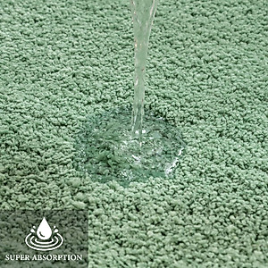 MIULEE 2pc 16''x24'' Bath Mats and 24''x44'' Runner Rugs, Non Slip Shaggy Absorbent Bathroom Rugs Set 3 Pieces, Green