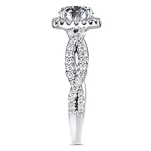 Engagement Ring 1.5 CT Twist Halo Moissanite Engagement Rings for Women 10k Size 4
