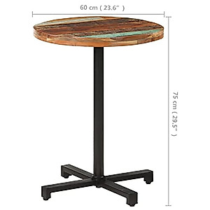 WHOPBXGAD Bistro Table Round,Wooden bar Table, Kitchen Table Suitable for Living Room, Dining Room, Bistro Table,Ø23.6"x29.5" Solid Reclaimed Wood