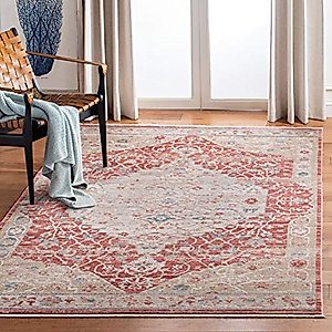 SAFAVIEH Kenitra Collection 10' x 14' Red / Beige KRA661R Vintage Oriental Distressed Area Rug