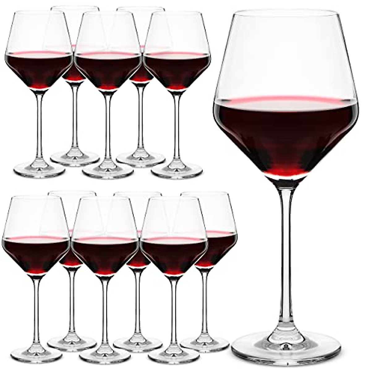 Btat- Wine Glass Set, Set of 12, 15 oz, Wine Glasses with Stem, Long Stem Wine Glasses, Crystal Wine Glasses, Red Wine Glasses, White Wine Glasses, Stemmed Wine Glasses