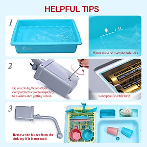 CUTE STONE Color Changing Kitchen Sink Toys, Children Electric Dishwasher Playing Toy with Running Water, Upgraded Faucet, Automatic Water Cycle System Play House Pretend Role Play Toys for Boys Girls