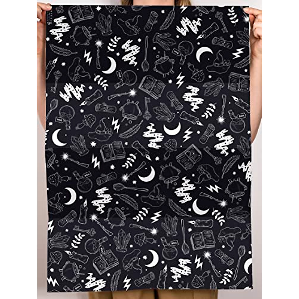 CENTRAL 23 Black Wrapping Paper - Wizard Symbols - 6 Sheets Thick Gift Wrap - Halloween Wrapping Paper - Comes With Fun Stickers