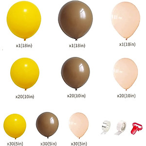 156 PCS Double Stuffed Balloons Arch Garland Kit Neutral Lemon Yellow Brown Balloons for Baby Shower Wedding Birthday Party Decorations (Yellow Brown)