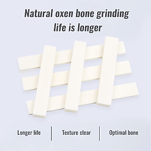 3 Set DIY Bone Guitar Bridge Blank Nut Saddle Compatible for Electric Bass Acoustic Classical Guitar Mandolin Banjo Ukulele (Saddlex3+Nutx3)