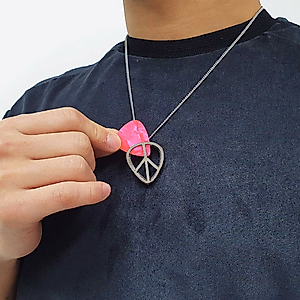 PICKRING Peace shape Guitar Pick Holder Necklace/Guitar Picks Keeper Storage Pendant Necklace Musicians Gifts (Metal Black)