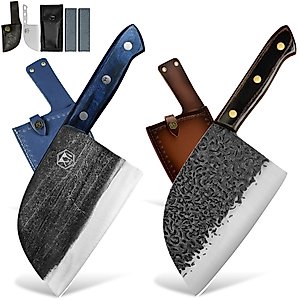 XYJ High Carbon Steel Serbian Butcher Knife Slaughter Chef Knives Cooking Camping Knife Good For All Around Cutting