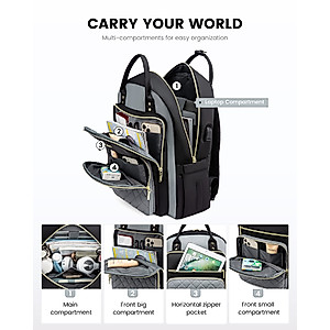 LOVEVOOK Laptop Backpack for Women, Fashion Travel Work Commuter Backpack Purse with USB Port, Lightweight Casual Daypacks, Nurse Teacher College Computer Bag, Fit 15.6" Laptop