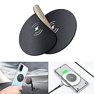 eSamcore Magnetic Phone Mount Metal Plate, Wireless Charging Compatible Phone Magnet Sticker for Magnetic Phone Holder for Car [Round Medium Size] [2.1 inch Diameter] [2-Pack]