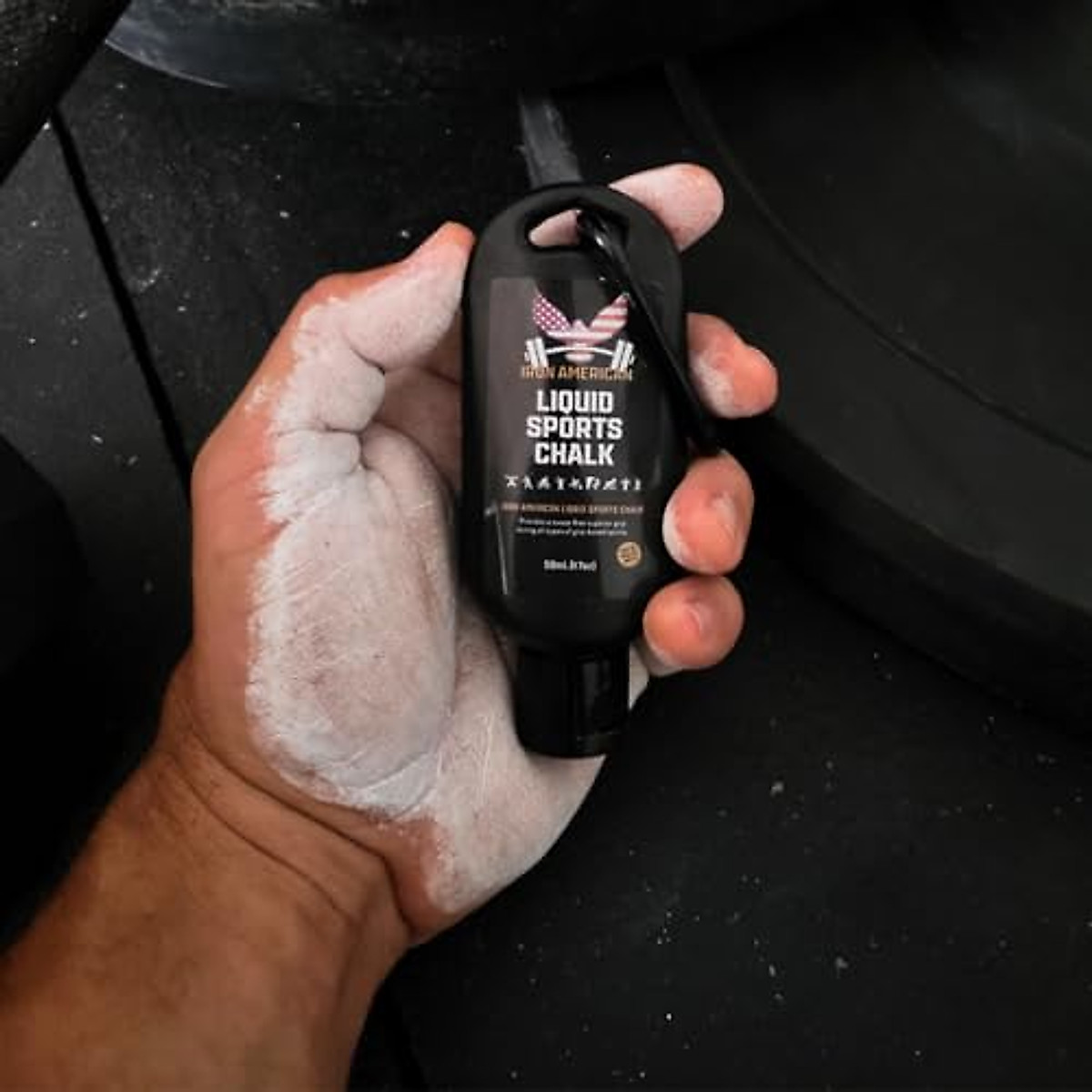 IRON AMERICAN Liquid Chalk - No-Mess Long-Lasting Grip Chalk for Weightlifting, Gymnastics, Rock Climbing, and Fitness Training - 50ml Travel Bottle - Advanced Hand Chalk for Gym
