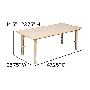 Flash Furniture Wren 23.625"W x 47.25"L Rectangular Natural Plastic Height Adjustable Activity Table