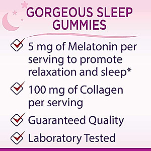 Nature's Bounty Optimal Solutions Gorgeous Sleep Melatonin 5mg Gummies with Collagen, Assorted Fruit Flavors, 60 Count (Pack of 2)