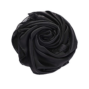 WILLBOND Womens Shawl Chiffon Bridal Evening Soft Wrap Scarf, Chiffon Scarf Ribbon Scarf Satin Scarf for Evening Dresses(L,Black 2)