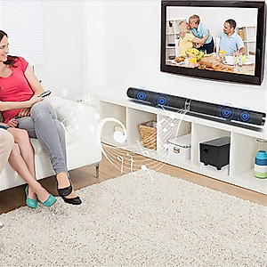 IRDFWH Speaker Sound Bar with 4 Inches Subwoofer Music Box for Home Theater Support AUX Optical RCA Soundbar TV