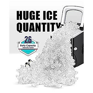 Ice Makers Countertop - Silonn Portable Ice Maker Machine for Countertop, Make 26 lbs Ice in 24 hrs, 2 Sizes of Bullet-Shaped Ice with Ice Scoop and Basket, Black