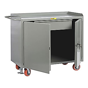 Little Giant MB-2436-HDFL-LP Mobile Bench Cabinet with Heavy-Duty Drawer and Louvered Panel, Powder Coated Steel Top Surface, 24" Length, 36" Width