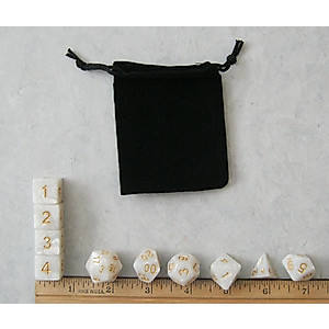 Elven White RPG D&D Dice Set: 7 + 3d6 = 10 polyhedral die plus bag! by Dave's Dice