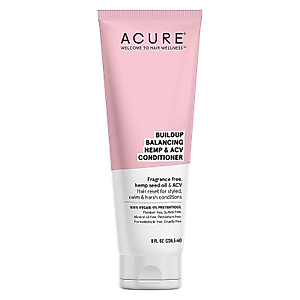 Acure Buildup Balancing Hemp & Apple Cider Vinegar Conditioner | 100% Vegan | Resets & Balances Hair for Styled, Swim & Harsh Conditions | Fragrance Free Formula | 8 Fl Oz