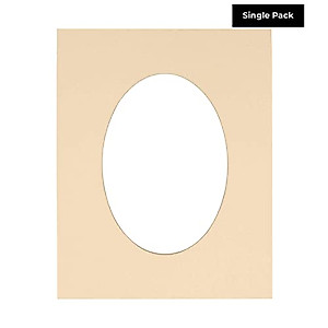 CountryArtHouse Beige Acid Free 10x16 Oval Picture Frame Mat with White Core Bevel Cut for 8.5x11 Pictures - Fits 10x16 Frame - Pack of 1 Matboard