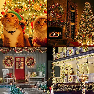 BrizLabs Battery Christmas Lights, 17.94ft 50 LED Warm White Christmas Lights, Green Wire Christmas String Light Indoor/Outdoor, 8 Modes Decorative Holiday Light for Xmas Tree, Wreath, Wedding, 2 Sets