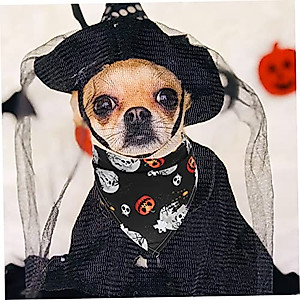 BCOATH 2 Pcs Pet Bib Cosplay Accessories Ghost Towel Pumpkin Cat Scarf Kitten Triangle Bibs Triangle Dog Necktie Dog Kerchief Washable Neckerchief Dog Bandanas Collar Polyester Bibs