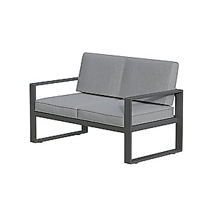 May in Color Aluminum Patio Furniture Sofa, Outdoor Modern Metal Contemporary 3-Seat Couch Chair with Cushion, Grey